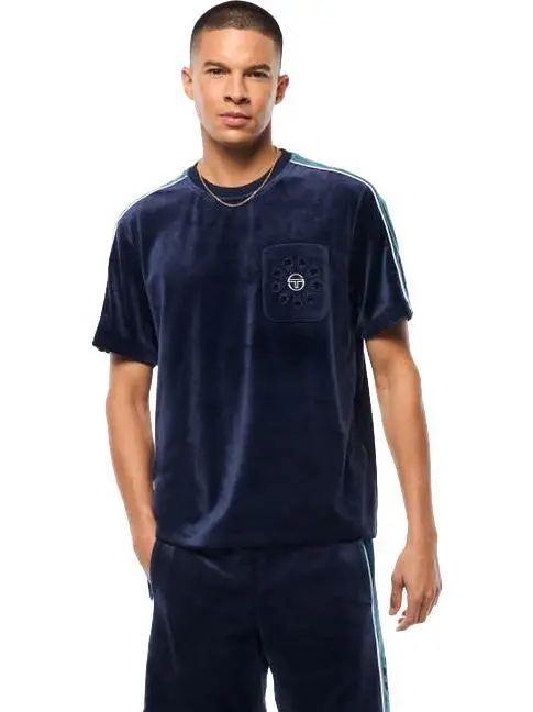 SERGIO TACCHINI Cresta Velour Pocket T-shirt - Maritime Blue