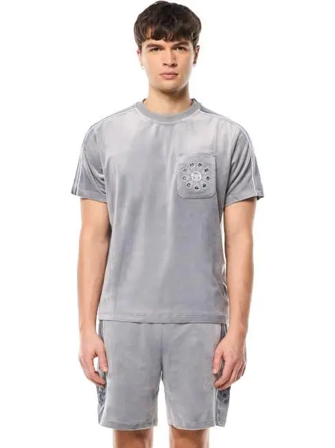 SERGIO TACCHINI Cresta Velour Pocket T-shirt - Sleet