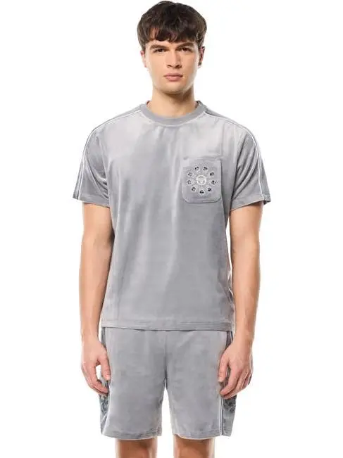 SERGIO TACCHINI Cresta Velour Pocket T-shirt - Sleet