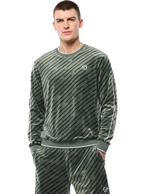 SERGIO TACCHINI Obliquo Velour Crewneck - Agave Green