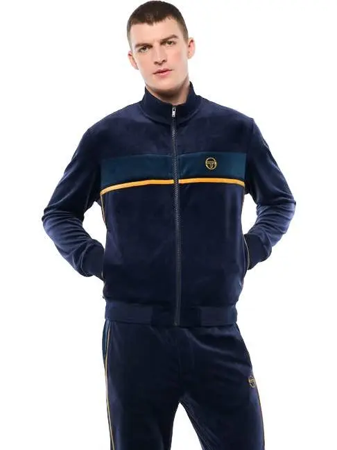 SERGIO TACCHINI Forato Velour Track Jacket - Maritime Blue