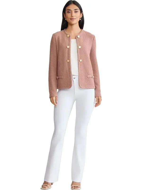 Misook Relaxed Lightweight Tweed Knit Jacket - Charmeuse