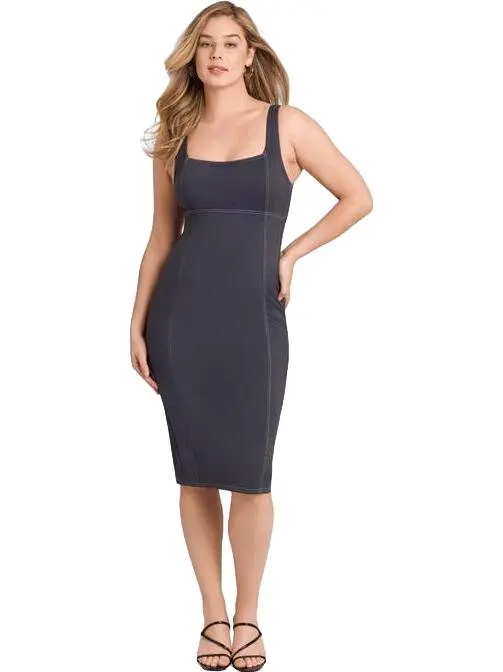 S3 APPAREL Sculpting Shapewear Tank Midi Dress - Denim Ebony Rinse