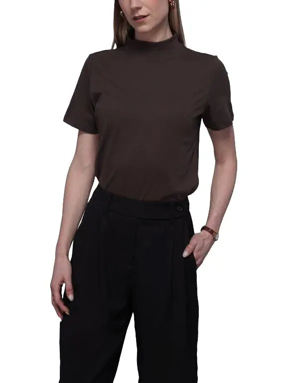 WILFANG Relaxed-fit Mock Neck T-shirt - Mocha