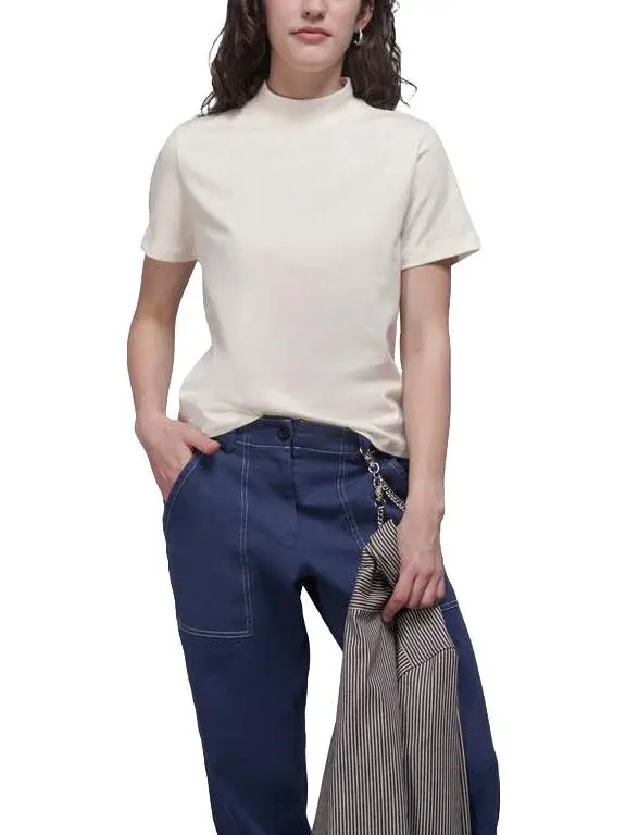 WILFANG Relaxed-fit Mock Neck T-shirt - White