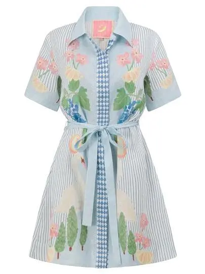 SMWR. BY THE SOMEWHERE CO Swan Lake Mini Shirt Dress - Light Blue