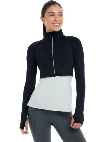 BLOQUV Full-zip Cropped Sun Shirt - Black