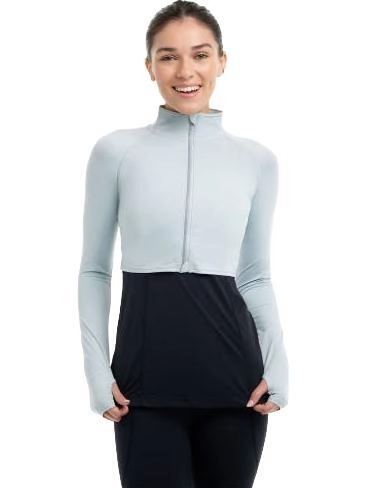 BLOQUV Full-zip Cropped Sun Shirt - Soft Gray