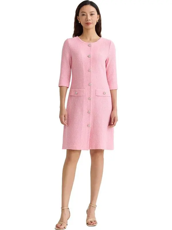 Misook Tweed Knit Sheath Dress - Pink