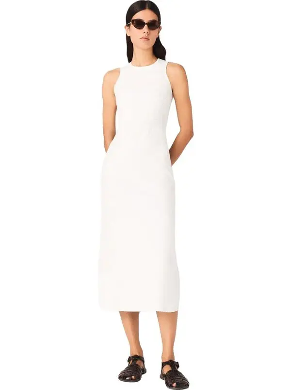 Maje Beaded Floral Embroidered Dress - White