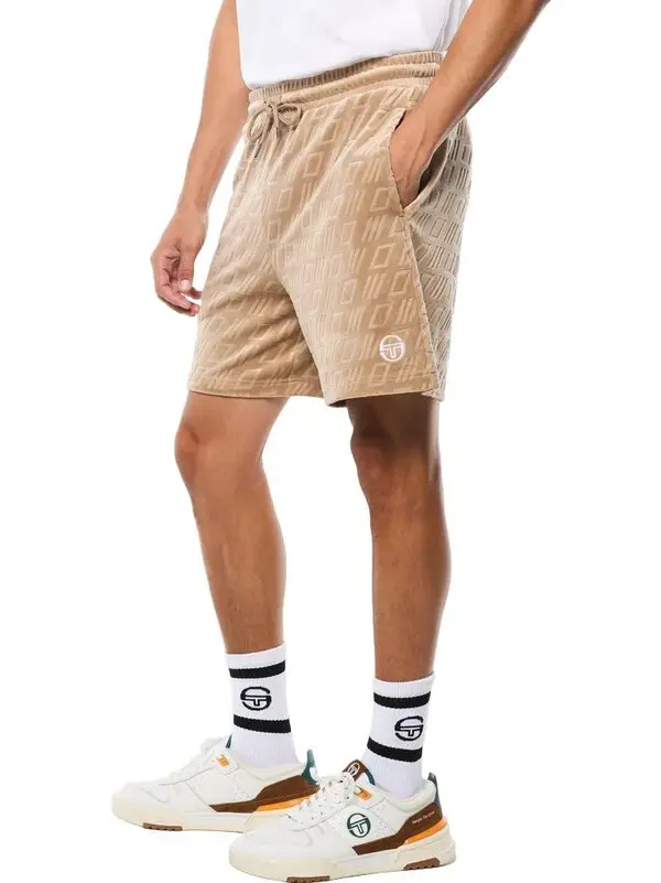 SERGIO TACCHINI Bandiera Debossed Velour Short - Humus