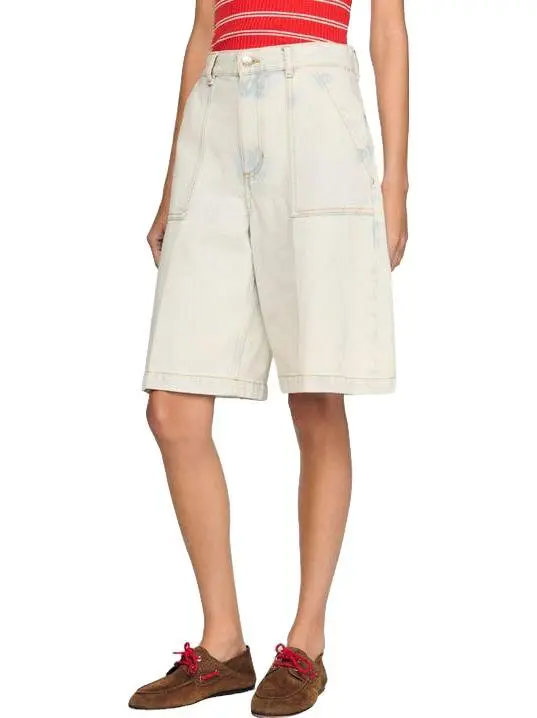 Sandro Washed Denim Bermuda Shorts - Light Bu Jean