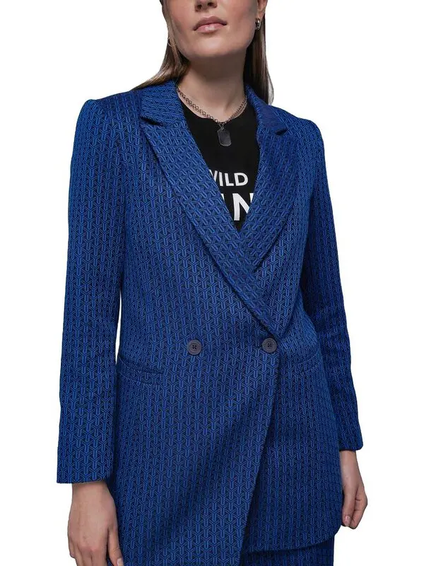 WILDFANG The Empower Jacquard Double Breasted Blazer - Cobalt Blue