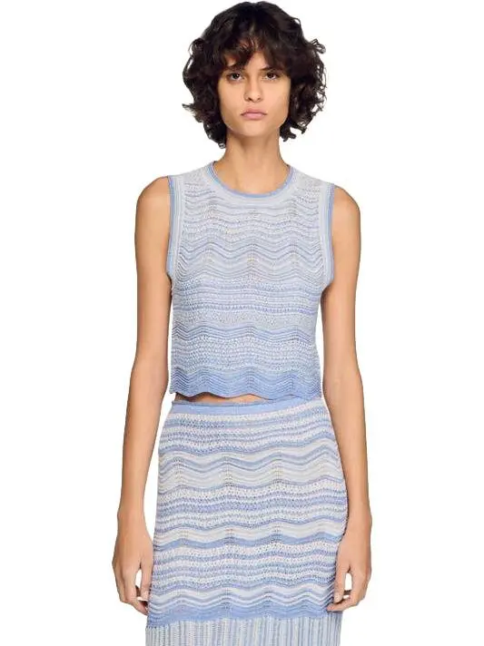 Sandro Sleeveless Crop Top - Sky Blue