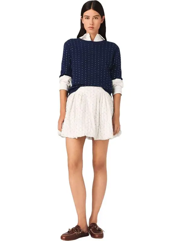 Maje Beaded Bubble Mini Skirt - White