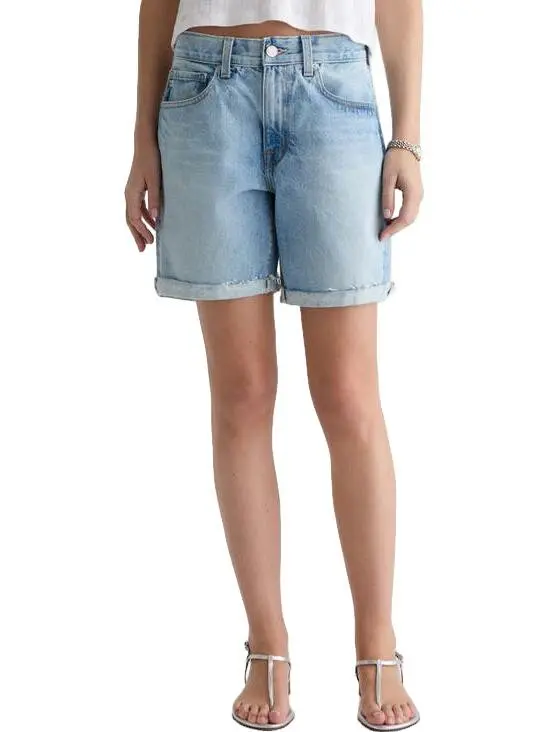 Ag Ex-boyfriend Mid-thigh Denim Cutoff Shorts - Soft Focus