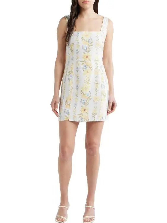 Bella Dahl Floral Smock Back Linen Blend Minidress - Wildflower