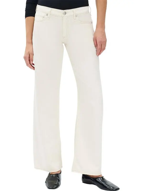 Rag & Bone Cam Featherweight Low Rise Relaxed Straight Leg Jeans - Ecru