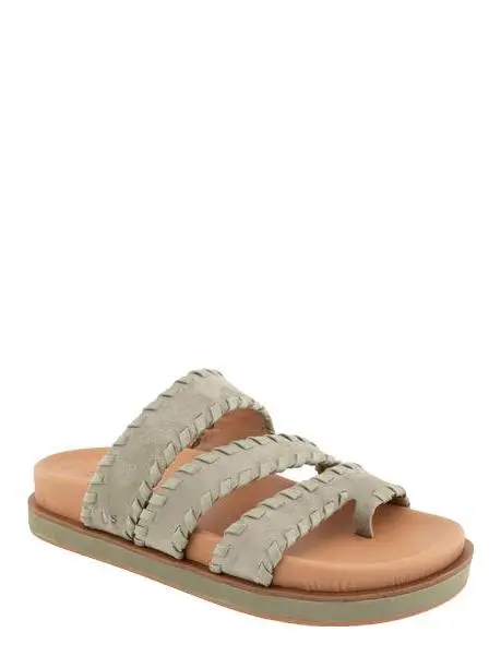Gentle Souls Niles Whip Platform Slide Sandal - Silver Sage Suede