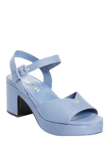 Prada Block Heel Platform Sandal - Aviazione