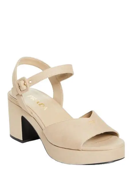 Prada Block Heel Platform Sandal - Khaki