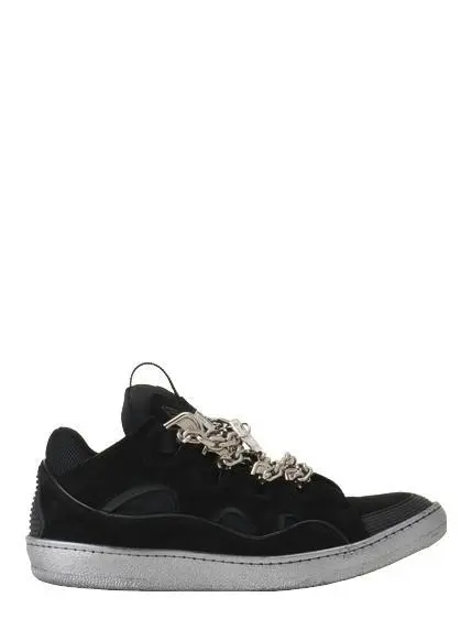 LANVIN Curb Chain Suede Sneakers - Black