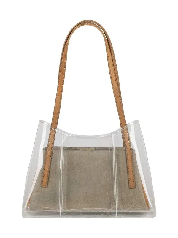 Jeffrey Campbell Reinvent Mixed Media Tote - Bege Taupe Clear