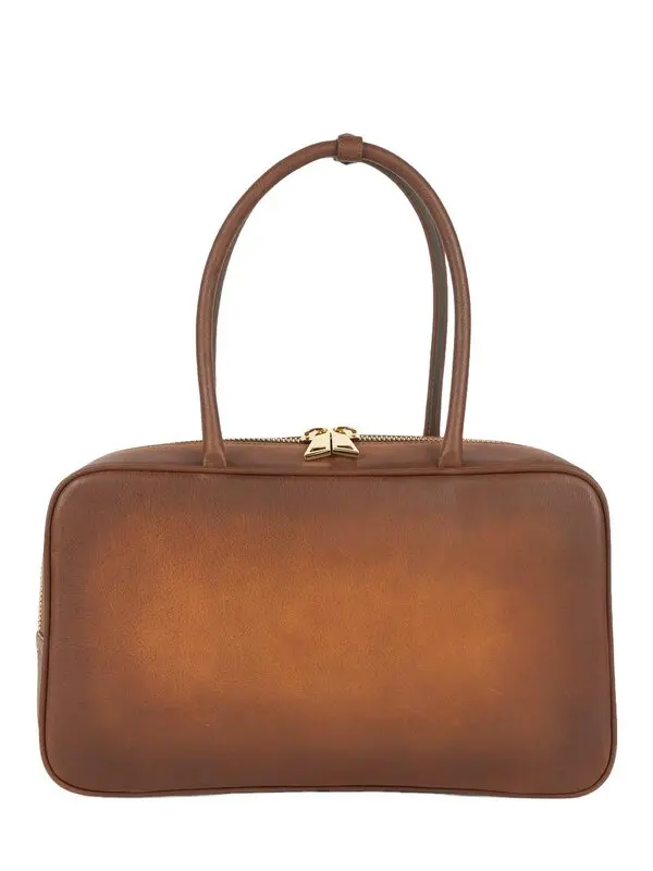 Jeffrey Campbell Leather Satchel Top Handle Bag - Brown Ruboff