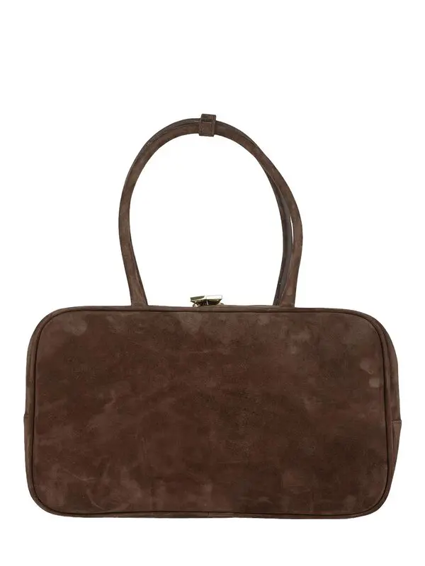 Jeffrey Campbell Leather Satchel Top Handle Bag - Brown Suede