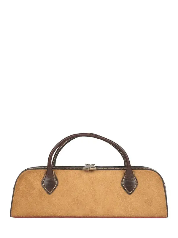 Jeffrey Campbell Inventor Top Handle Handbag - Tan Suede Combo