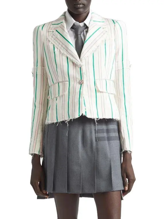 Thom Browne Stripe Sculpted Shoulder Jacket - 680 Lt Pink
