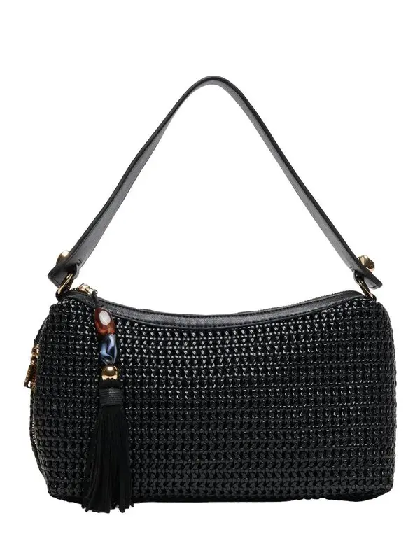 Dolce Vita Woven Faux Leather Shoulder Bag - Black