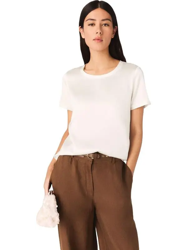 Maje Short-sleeved Silk Top - White