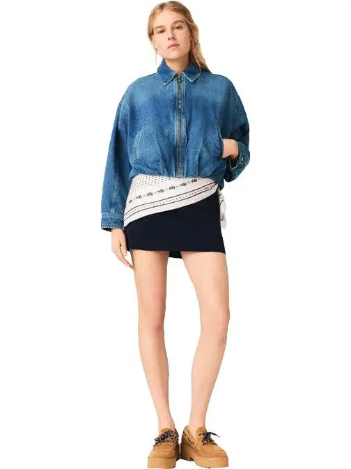 Maje Denim Bomber Jacket - Blue