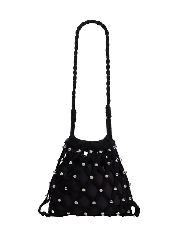 Sandro Studded Net Shoulder Bag - Black