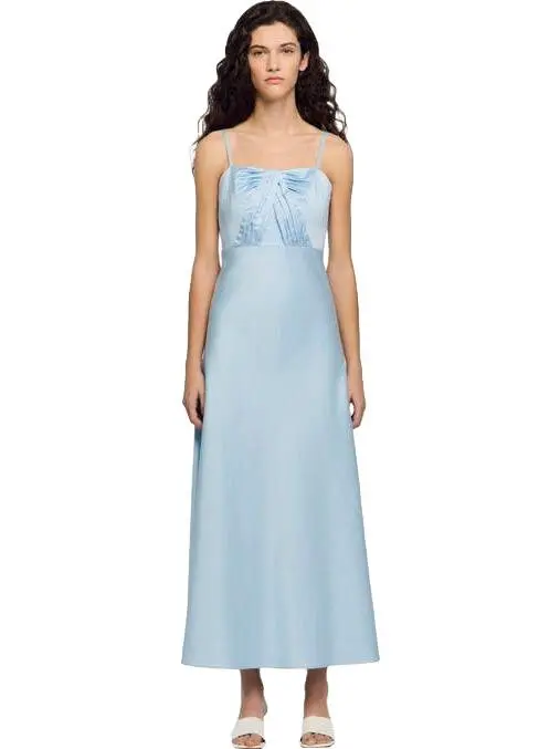 Sandro Satin-effect Maxi Dress - Blue Sky