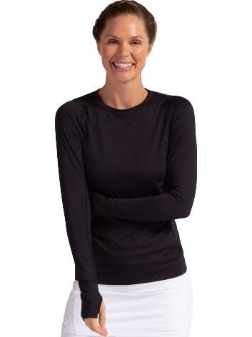 BLOQUV Performance Pullover Sun Shirt With Ruched Back - Black