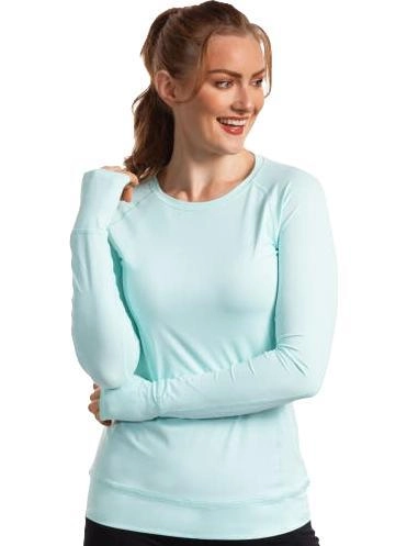 BLOQUV Performance Pullover Sun Shirt With Ruched Back - Mint