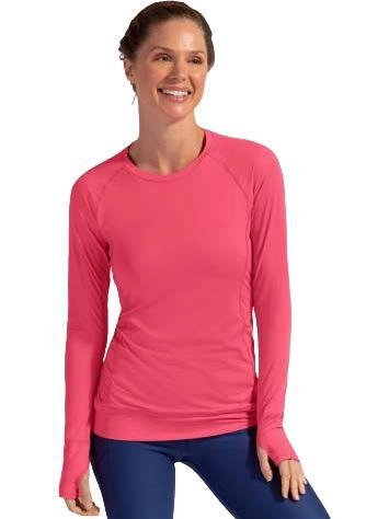 BLOQUV Performance Pullover Sun Shirt With Ruched Back - Watermelon