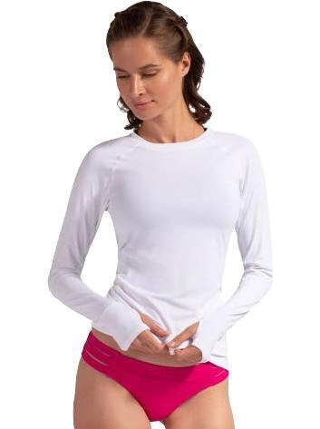 BLOQUV Performance Pullover Sun Shirt With Ruched Back - White