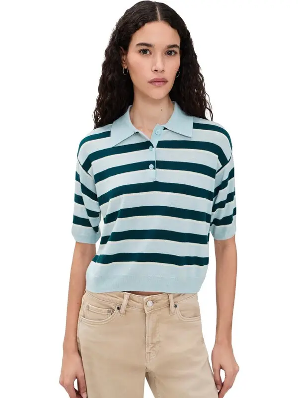Astr The Label Scottie Polo Sweater - Blue Stripe