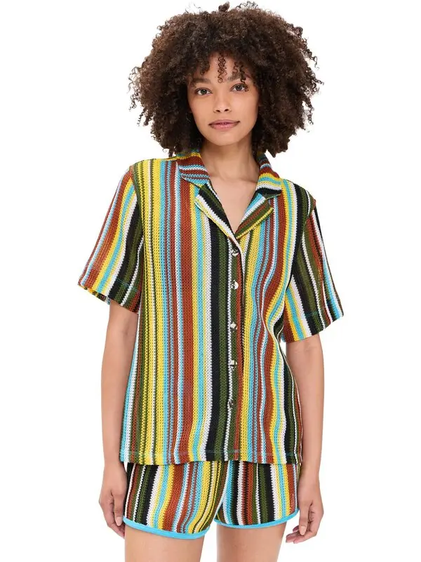 Staud Gabi Button Down Shirt - Skate Stripe