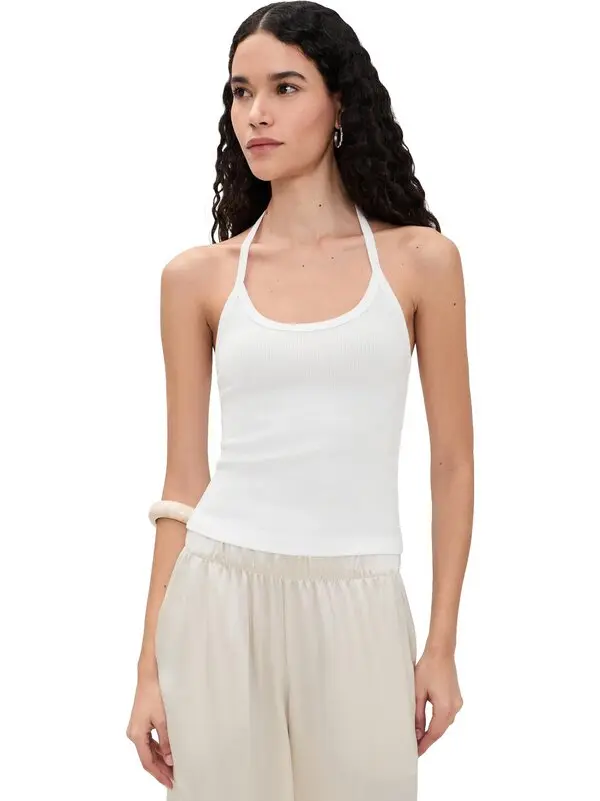 Enza Costa Ribbed Halter Tank - White