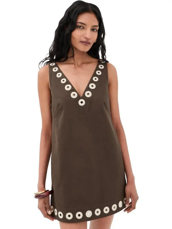 ALEMAIS Denim Mini Dress - Chocolate