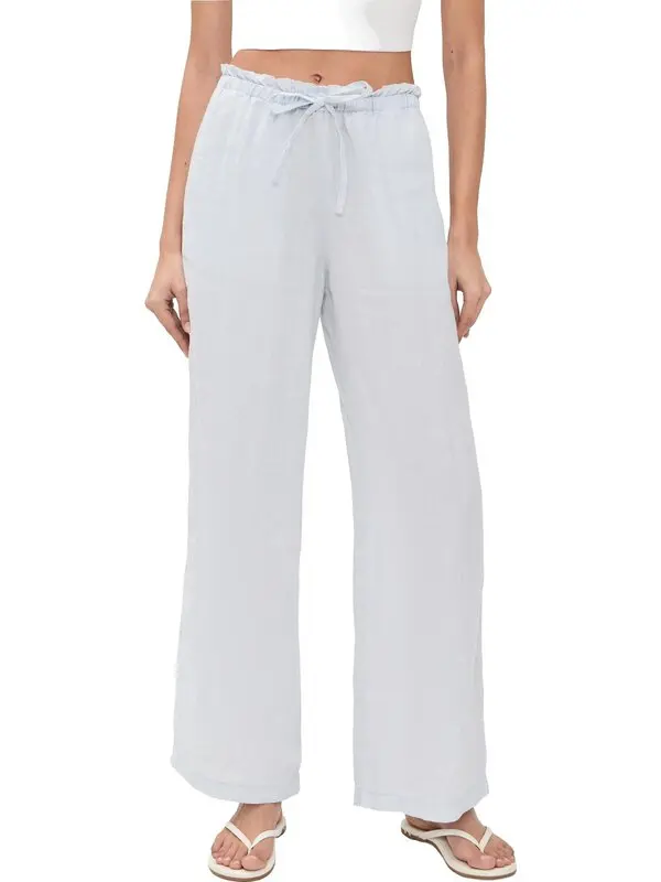 JAMES PERSE Paper Bag Waist Linen Pants - Memory