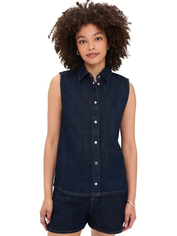 7 For All Mankind Sleeveless Denim Shirt - Blossom