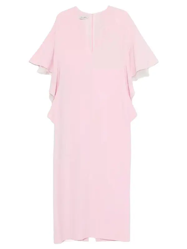 Alberta Ferretti Ruffled V-neck Dress - Pink