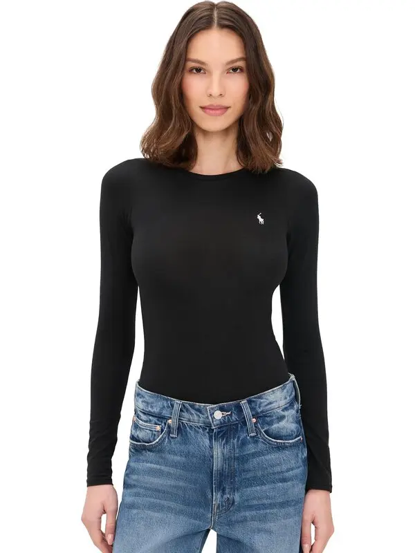 Polo Ralph Lauren Long Sleeve Thong Bodysuit - Onyx