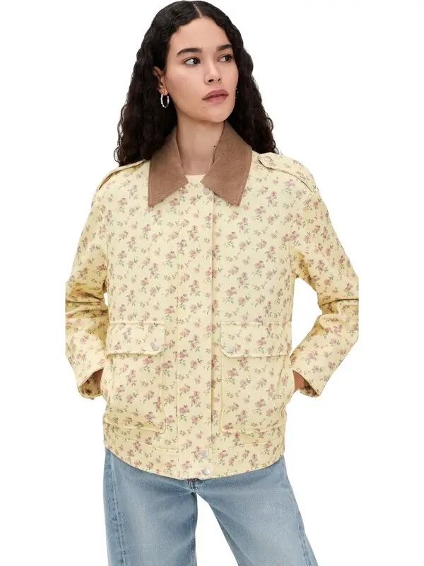 Avec Les Filles Oversized Floral Print Jacket - Butter Flower