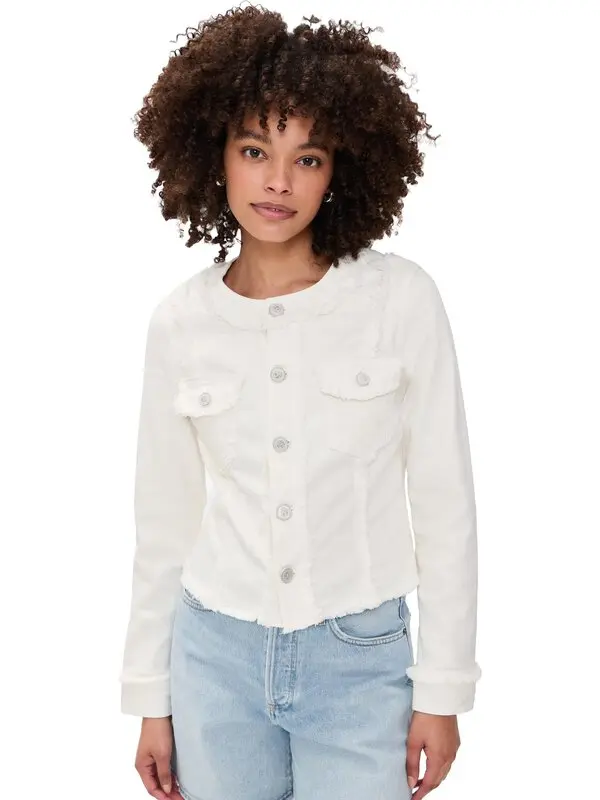L'Agence Yarin Fray Denim Jacket - Light Ecru